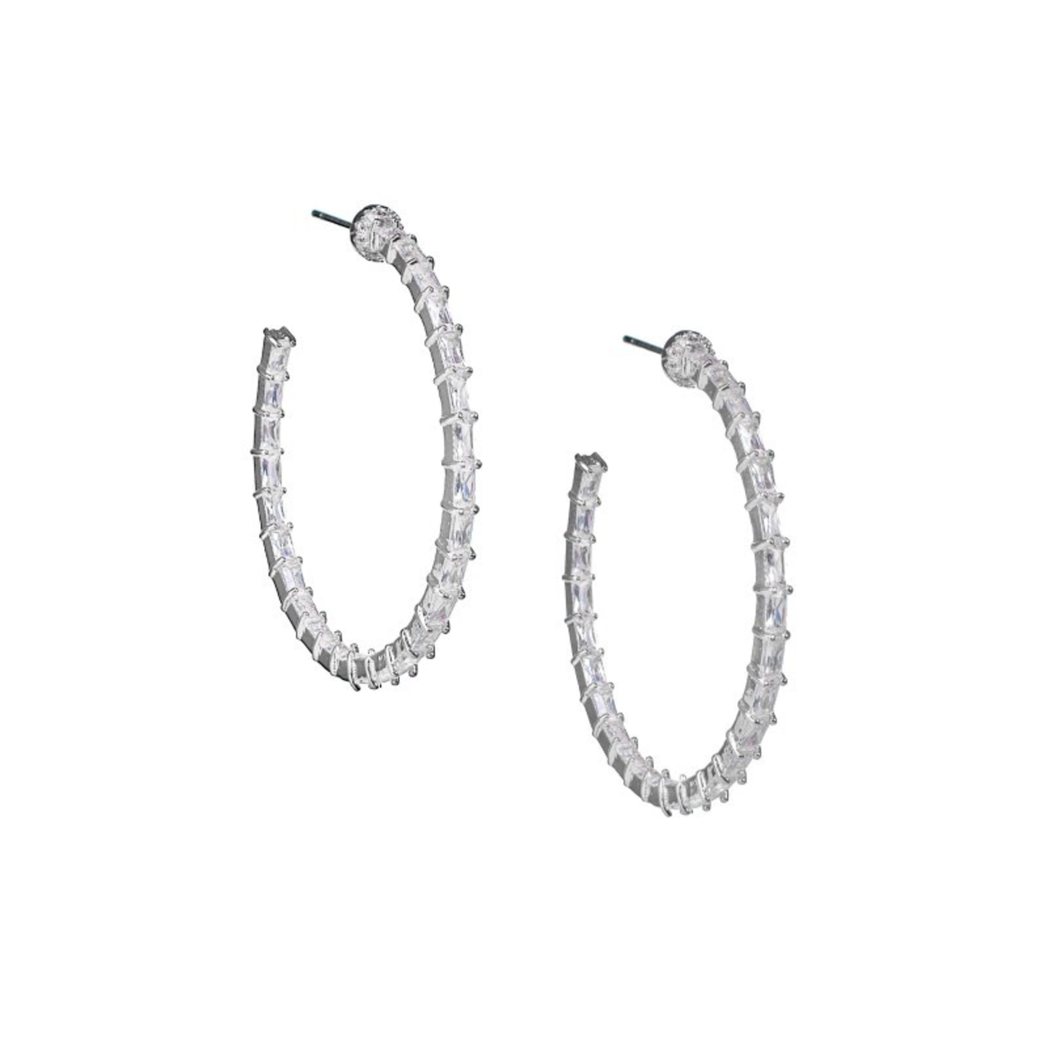 CZ BY KENNETH JAY LANE BAGUETTE HOOPS – DYNASTY REWARDS STORE