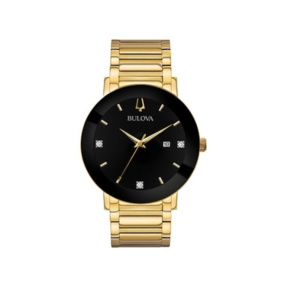 MEN'S FUTURO MODERN GOLD-TONE STAINLESS STEEL WATCH, BLACK DIAL ...